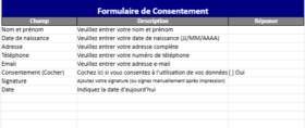 Formulaire de Consentement Word et Excel