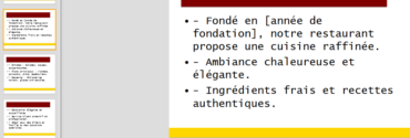 Présentation PPT pour un Projet de Restaurant