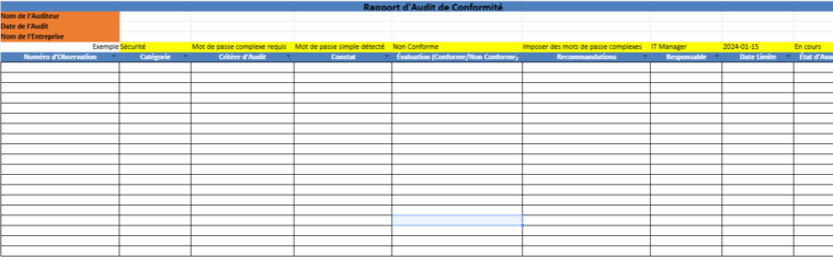 Rapport d’Audit de Conformité : Modèle Word et Excel