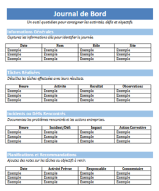 Le journal de bord : Modèle Excel Automatisé et Word