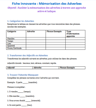 20 Exercices Corrigés sur les Adverbes