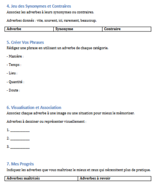 20 Exercices Corrigés sur les Adverbes