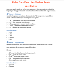 31 Exercices Corrigés sur les Verbes Semi-Auxiliaires
