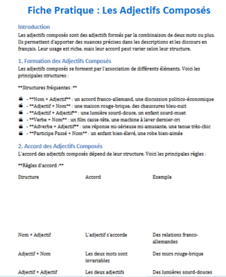 Guide : Les Adjectifs Composés