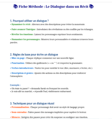 Le Dialogue dans un Récit : Techniques et Exemples