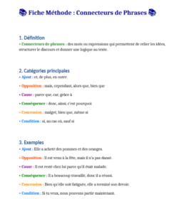 20 Exercices Corrigés : Connecteurs de Phrases