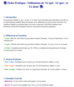 Guide : Comprendre et Utiliser "Ce qui", "Ce que" et "Ce dont"