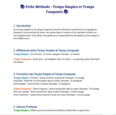 Temps Simples et Temps Composés avec Exercices Corrigés