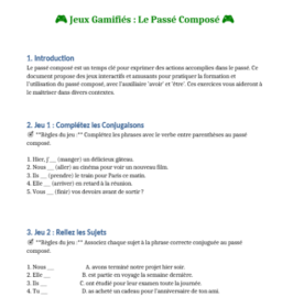 Le Passé Composé : Guide Théâtralisé + Jeux Gamifiés