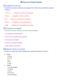 35 Exercices sur le Passé Composé (Avec Corrections)