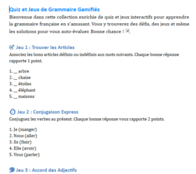 Grammaire française - Cartographie, Fiche Méthode, Quiz et Jeux