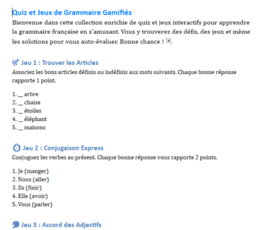Grammaire française - Cartographie, Fiche Méthode, Quiz et Jeux