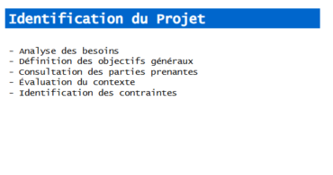Démarche Structurée Identification et Gestion de Projet : Modèle