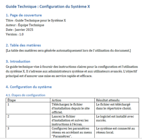 Rédaction de Documents Techniques : Modèle Canevas Word