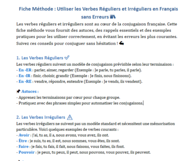 15 Exercices Corrigés Verbes Réguliers Irréguliers Cas Rédaction