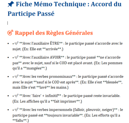 20 Exercices Avancés Corrigés : Accord du Participe Passé