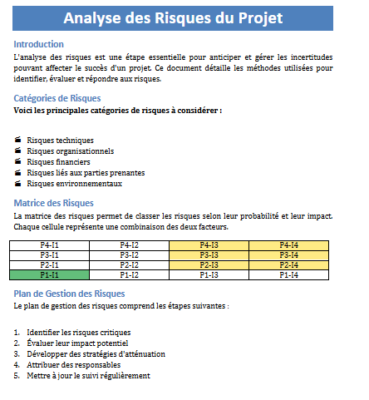 L’Analyse des Risques de Projet : Modèle PPT, Excel et Word