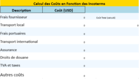 Calcul des Coûts en Fonction des Incoterms : Modèle Excel