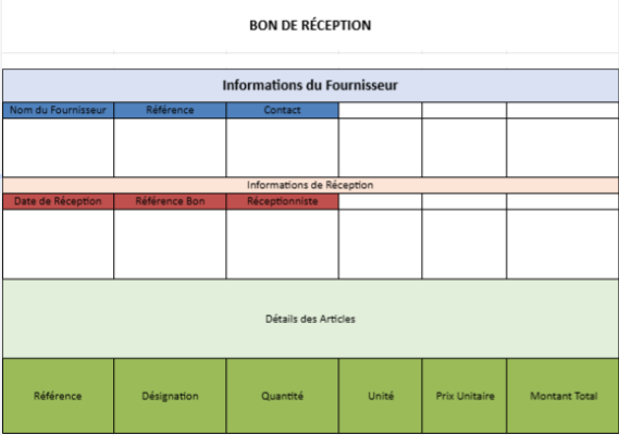 Bon de Réception : Modèle Excel à Imprimer et avec un QR code
