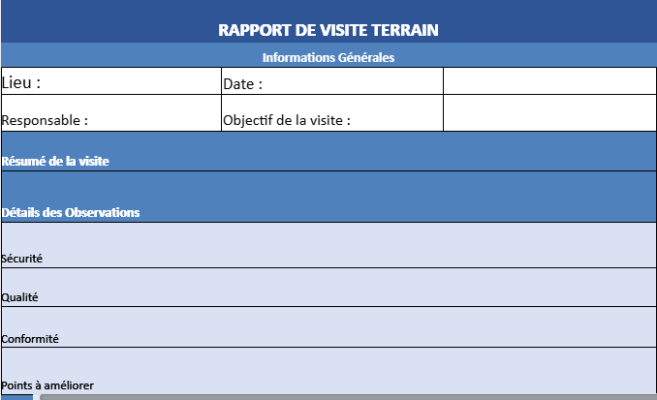 Modèle Excel de Rapport de Visite Terrain Efficace + Exemple