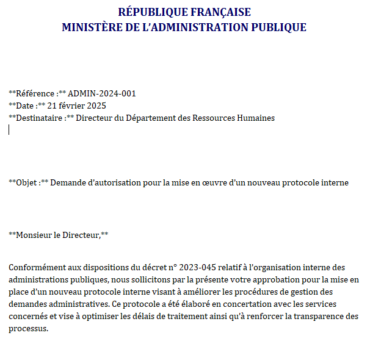 Création et de Structuration d’un Document Administratif