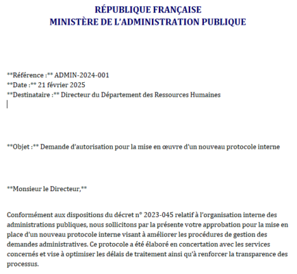 Création et de Structuration d’un Document Administratif