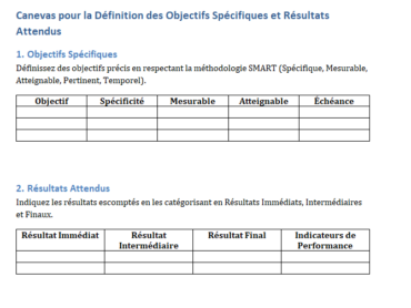 Objectifs Spécifiques et Résultats Attendus : Guide et Modèle Excel