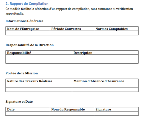 Rédaction d’un Rapport d’Examen et de Compilation - Modèle