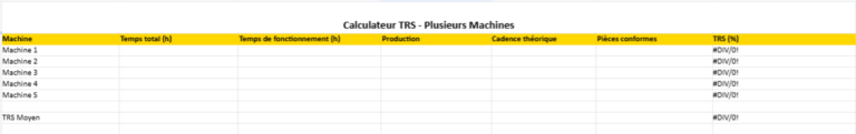 TRS en Production : Calculateur Excel