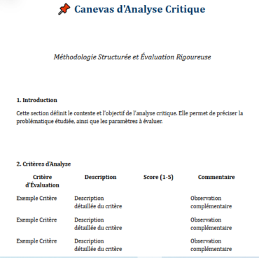 Analyse et Critique des Méthodes et Techniques : Évaluation,