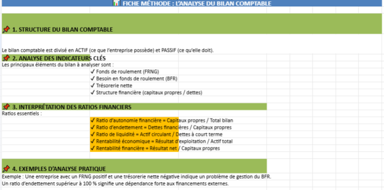 15 Exercices d’Analyse du Bilan Comptable avec Corrections
