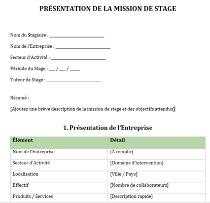 Comment Présenter une Mission de Stage