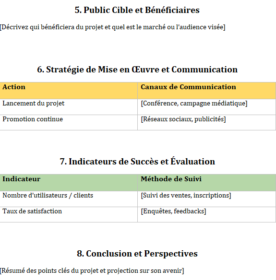 Modèle de Présentation de Projet Structuré et Impactant