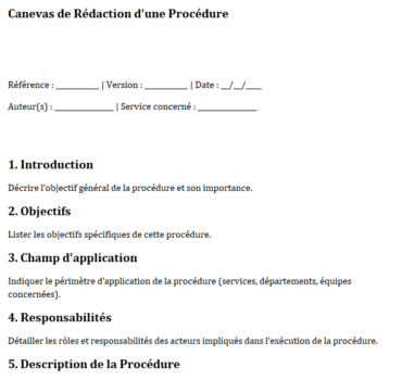 Rédaction d'une Méthode, d'une Procédure ou d'une Instruction
