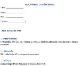 Document de Référence Structuré : Modèle Word