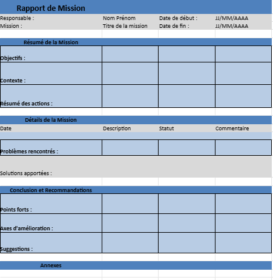 Télécharger un modèle de rapport de mission gratuit dans Excel