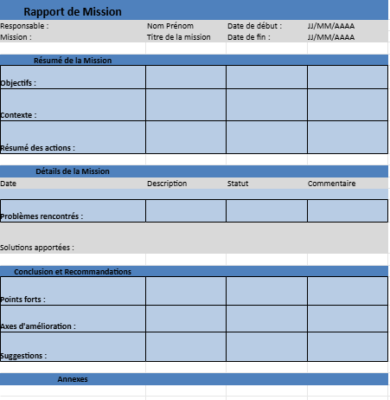 Télécharger un modèle de rapport de mission gratuit dans Excel