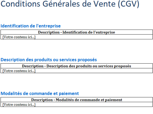 Rédaction de Conditions Générales de Vente (CGV) - Formalités