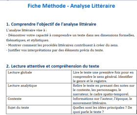 Analyse Littéraire : Fiche Méthode Complète