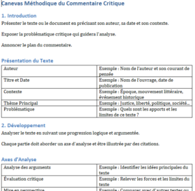 Commentaire Critique : Méthode et Exemples