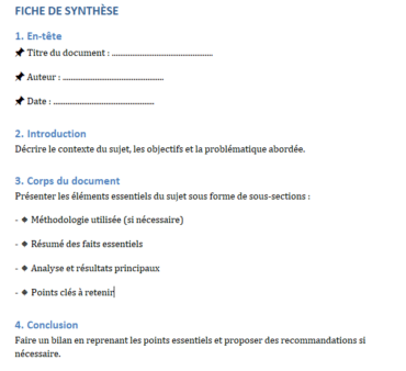 Comment Rédiger une Fiche de Synthèse