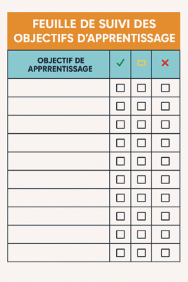 Suivi des objectifs de formation : Modèle Excel