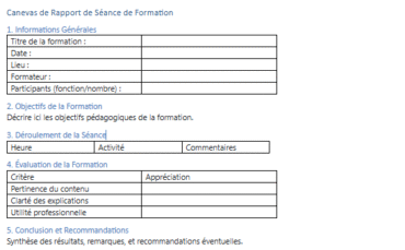 Rédaction d’un Rapport de Séance de Formation + Canevas Word