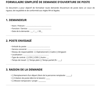Le formulaire de demande de recrutement