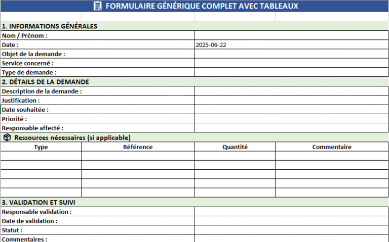 Le formulaire de demande de recrutement