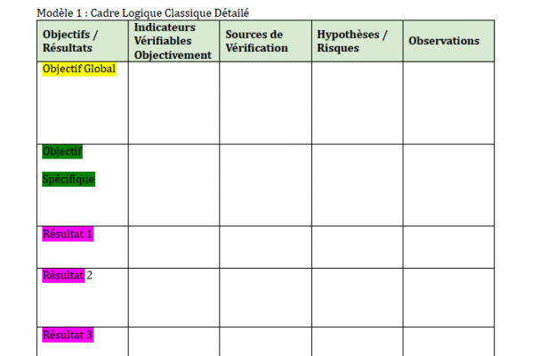 logiframe (cadre logique) Modèle Word et Excel à Télécharger