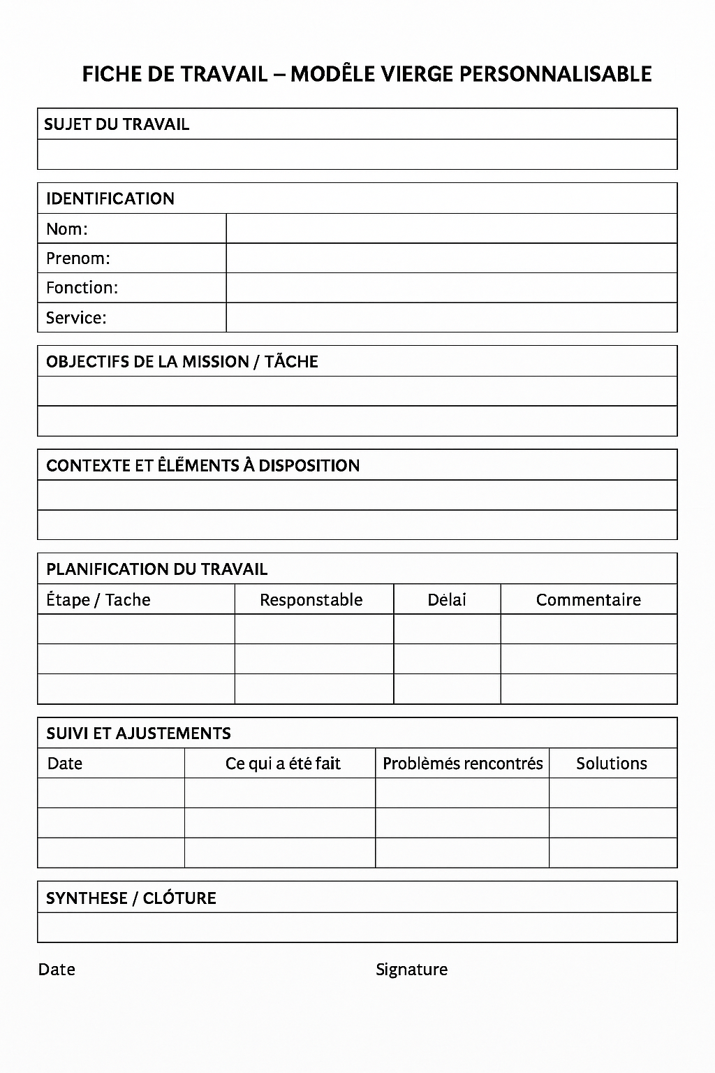 fiches de travail : 3 modèles Word à Télécharger
