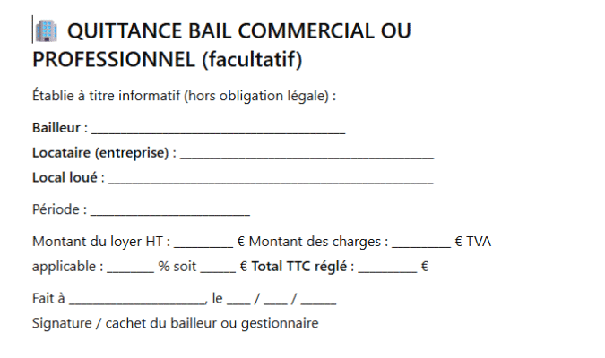 Modèle de quittance de loyer à télécharger dans Word