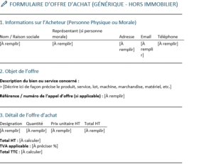 Modèle Word Formulaire d’Offre d’Achat