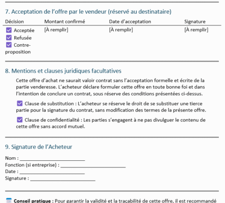 Modèle Word Formulaire d’Offre d’Achat
